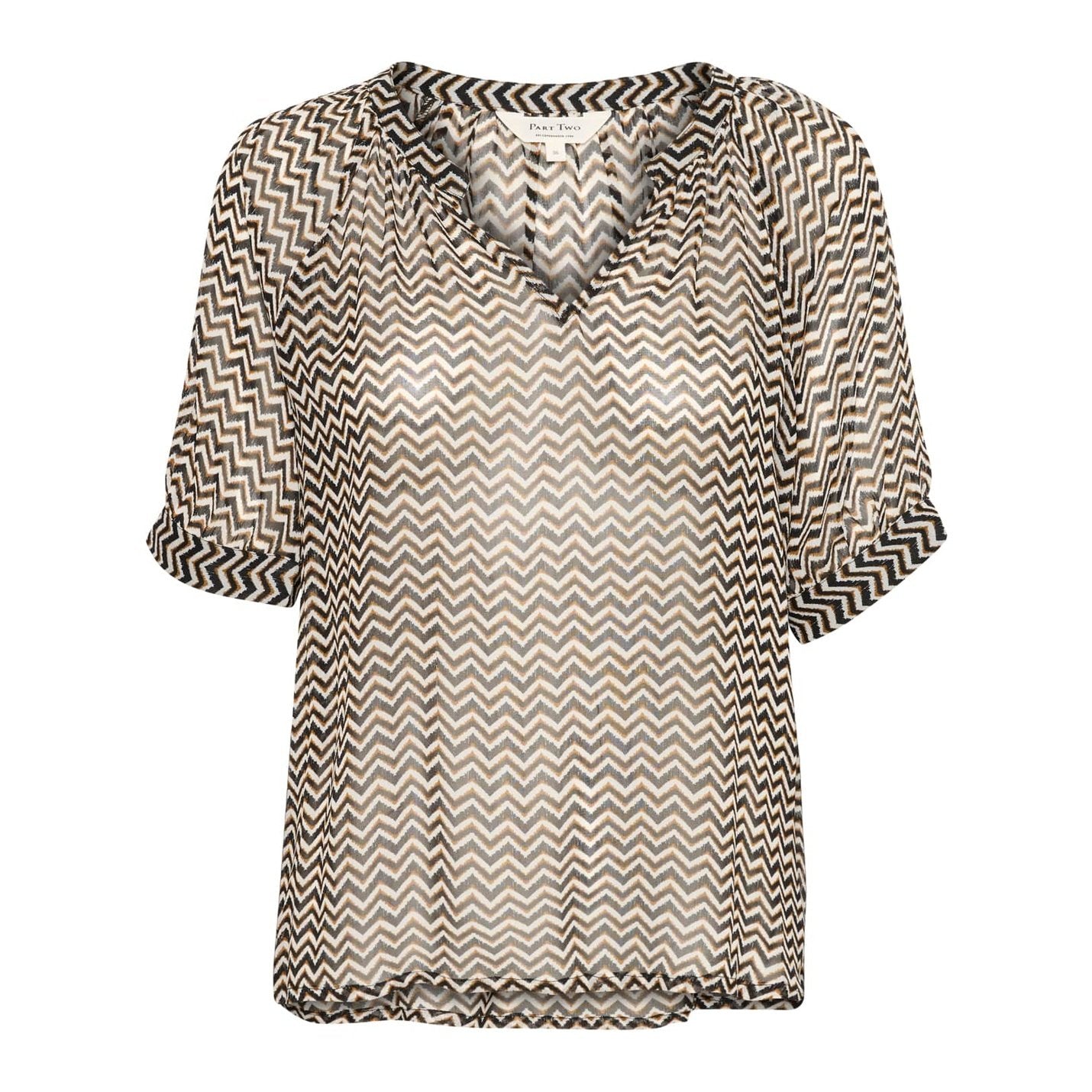 Part Two W Popsy Bluse Small Black Zig Zag