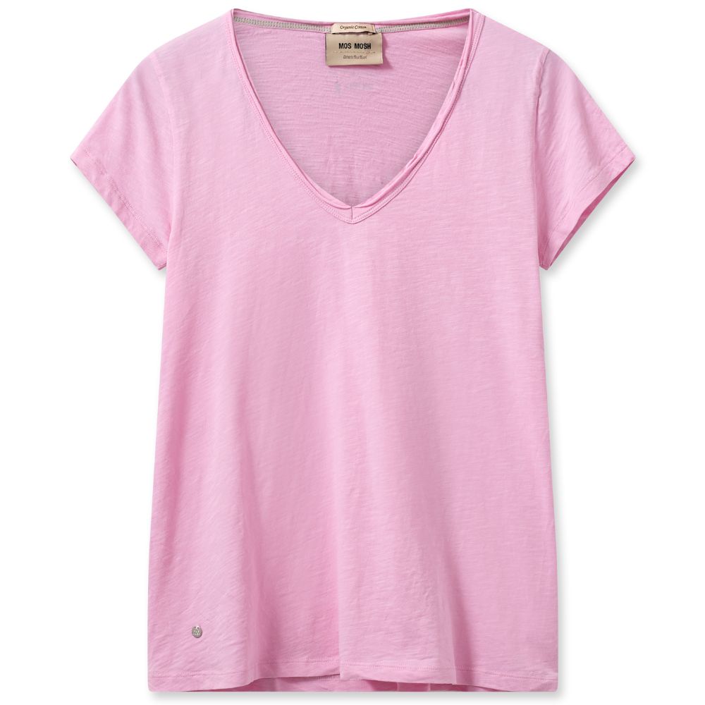 Mos Mosh W Tulli V-SS Basic Tee Begonia Pink