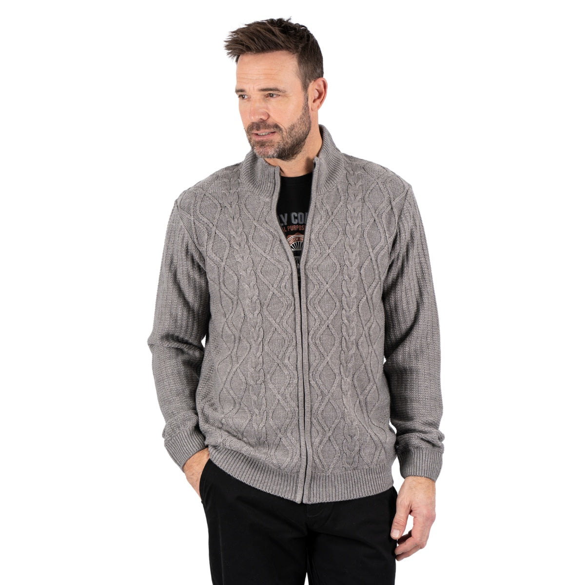 Pre End M Henry Cardigan Grey Mix