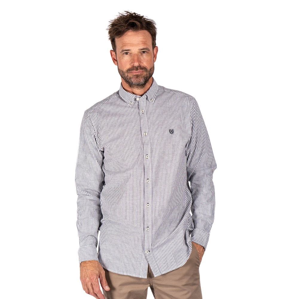 Pre End M Oxford Stripe Skjorte Ultra Dark Navy
