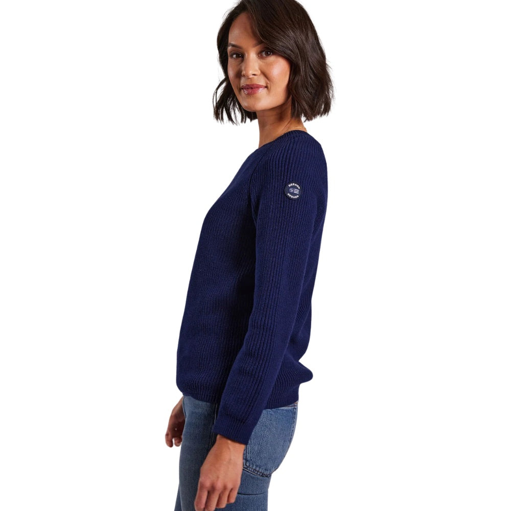 Sebago W Crew Striktrøje med Lynlås Navy