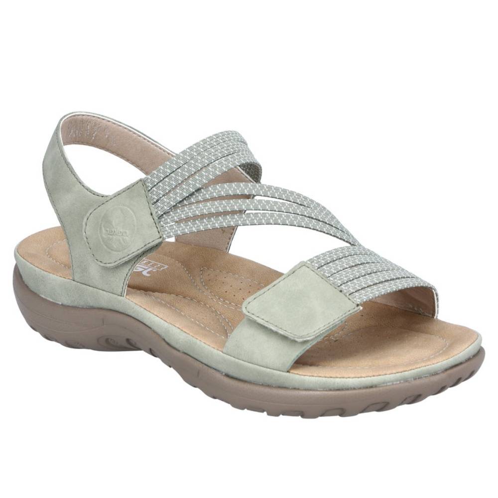 Rieker Sandal Med Elastik og Velcro Rem Grøn