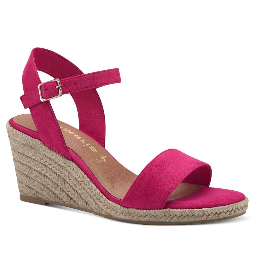 Tamaris W Sandal med Kilehæl og Justerbar Rem Fuxia
