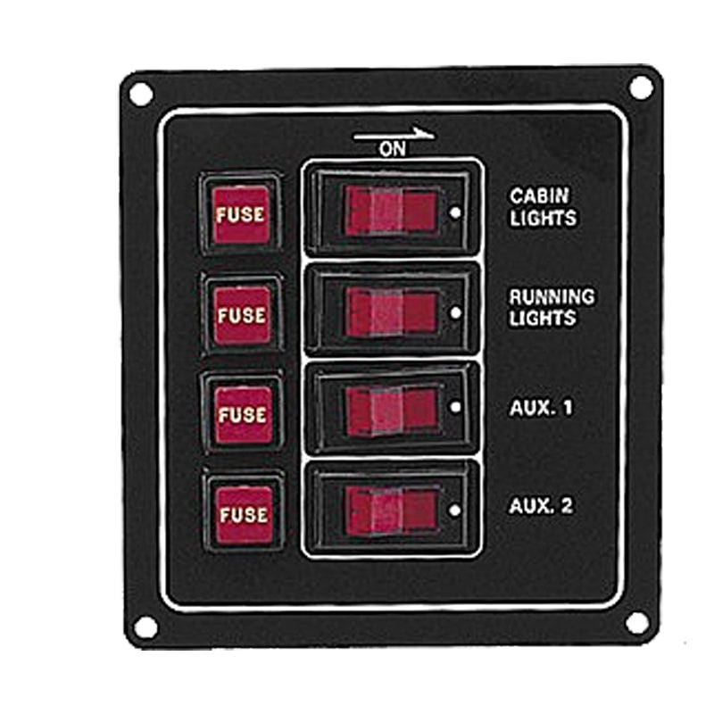 El-panel Aluminium, Lodret, 4 Sikringer