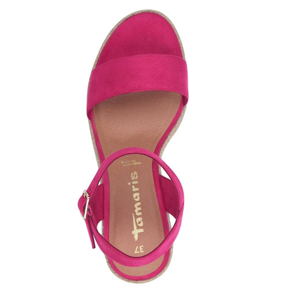 Tamaris W Sandal med Kilehæl og Justerbar Rem Fuxia